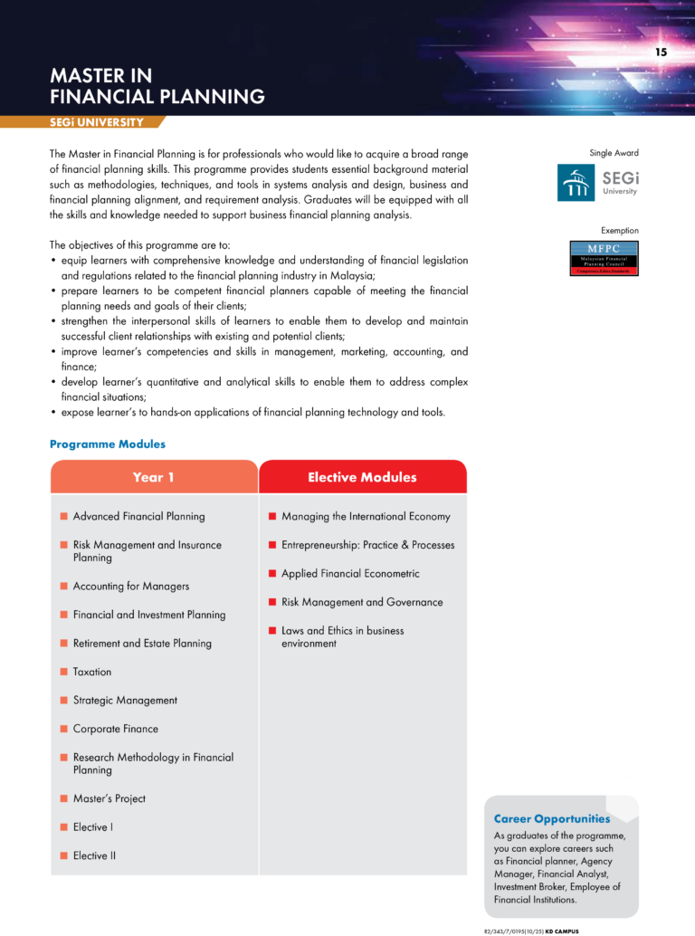 Master in Financial Planning - MFPC