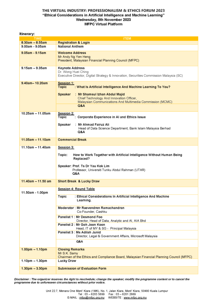 The Virtual Industry : Professionalism & Ethics Forum 2023 - MFPC