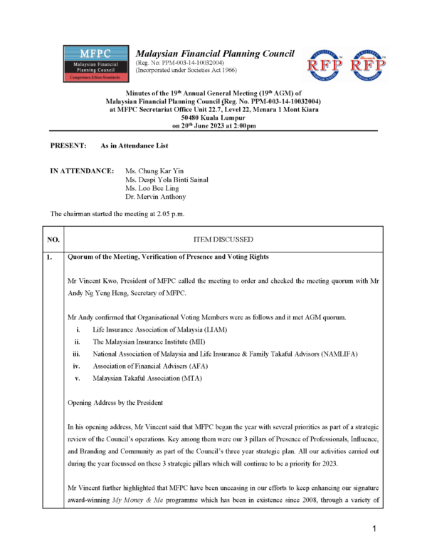 MFPC - Malaysian Financial Planning Council - MFPC