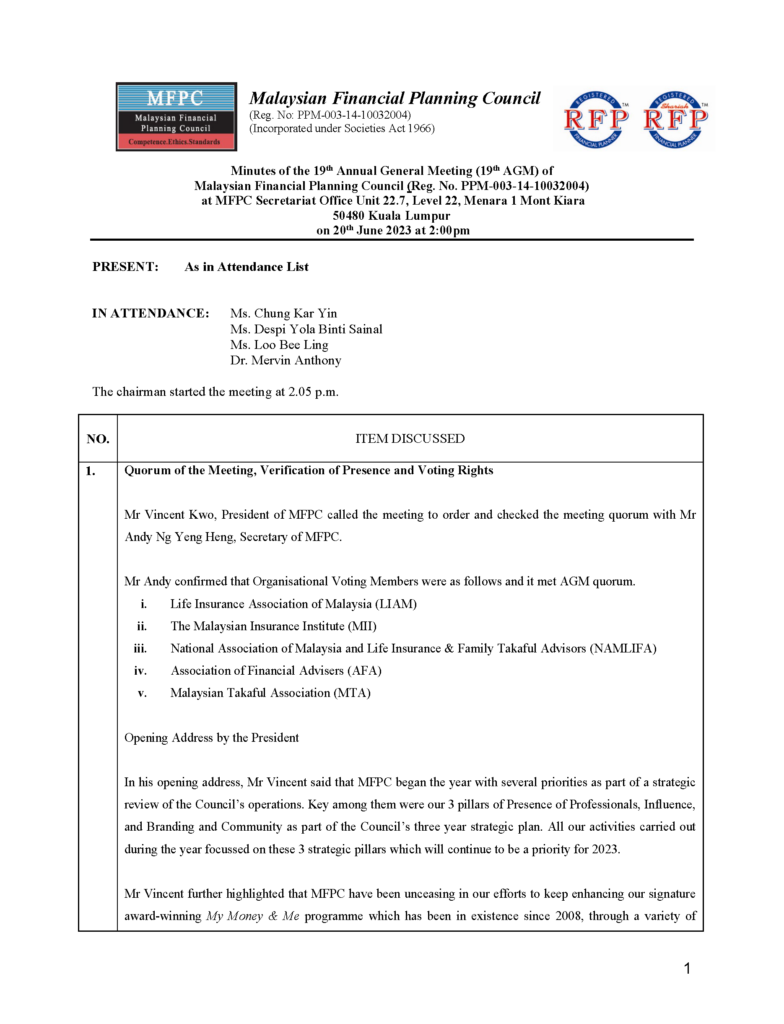 MFPC - Malaysian Financial Planning Council - MFPC